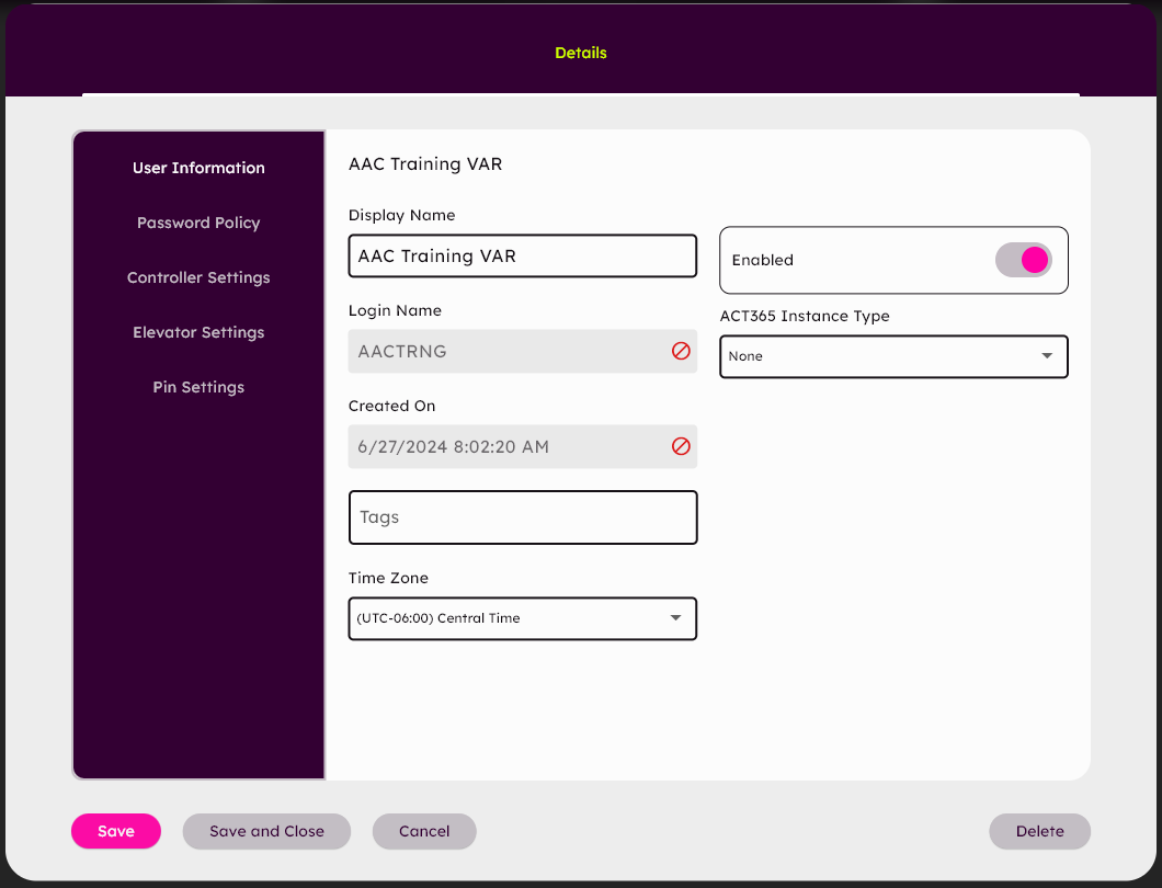 Acre Access Control Cloud Modifying System Settings (Show Info Window)