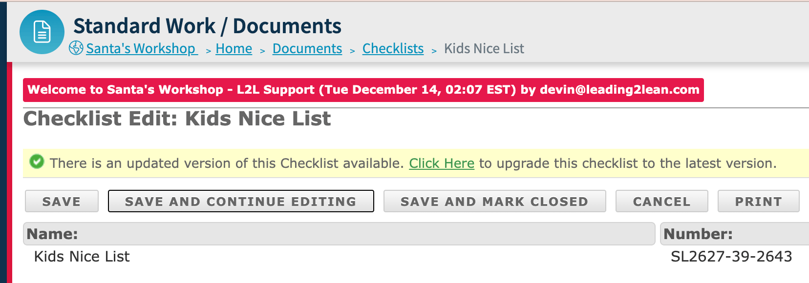 Standard Work/Documents - Helpful Reports & Widgets – L2L