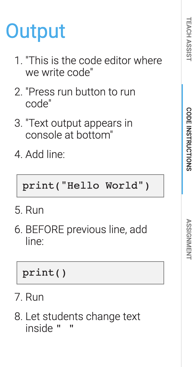 CS100-CS200 (Python) - Code Page – TechSmart Inc.